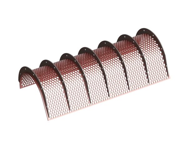 Screen basket 1980 wide, sheet thickness t=10 hole Ø30, bar width 6 ...